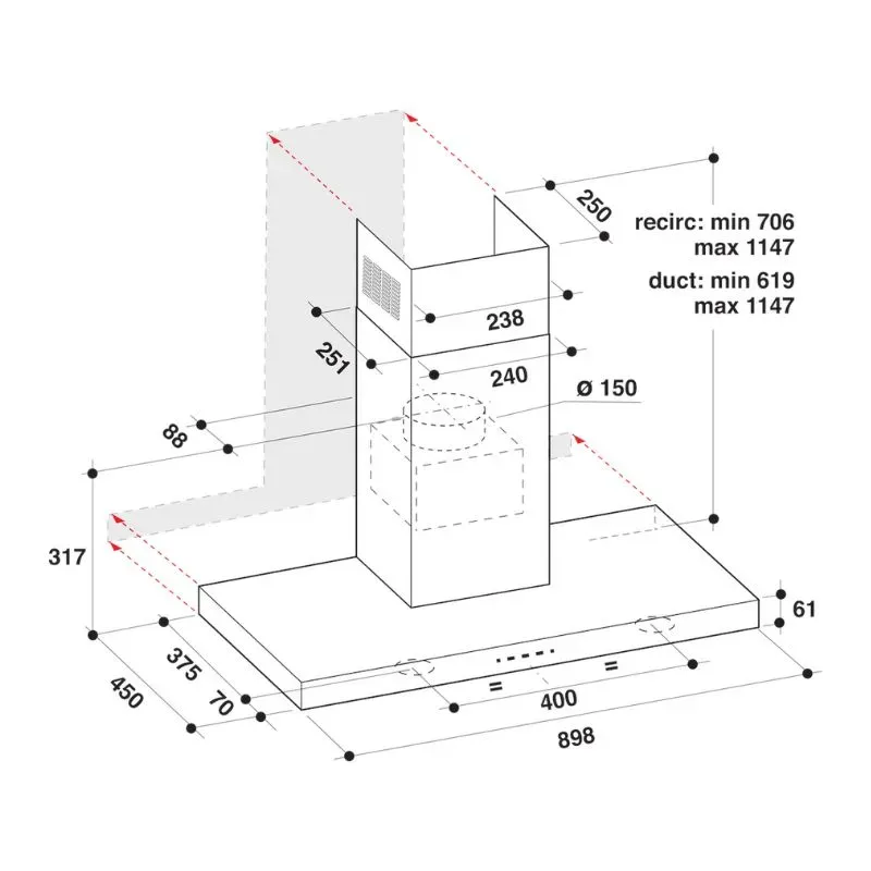 Whirlpool 90cm 6th Sense T-Shaped Cooker Hood AKR759/1IX | Tafelberg ...