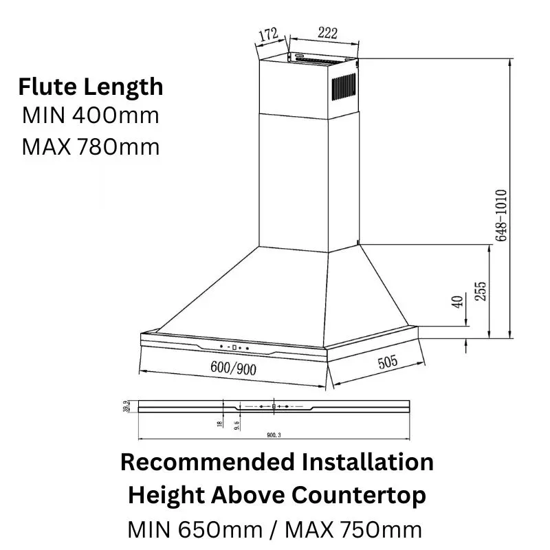 Falco 90cm Wall Mount Extractor Fan AR-90-303 | Tafelberg Furnishers