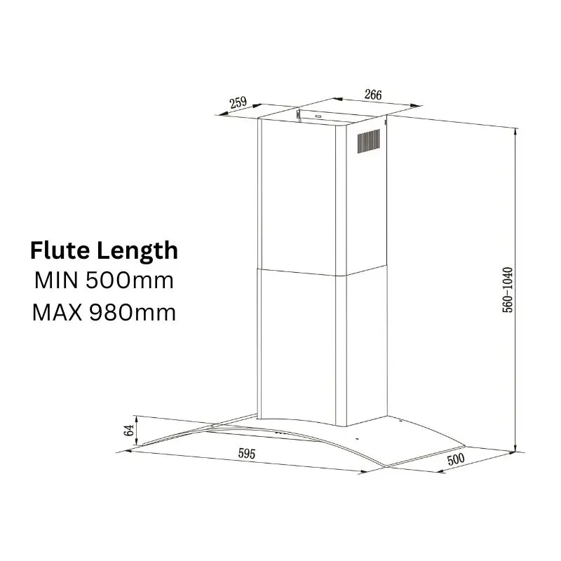 Falco 60cm Stainless Steel Curved Glass Extractor Fan FAL-60-CGS ...