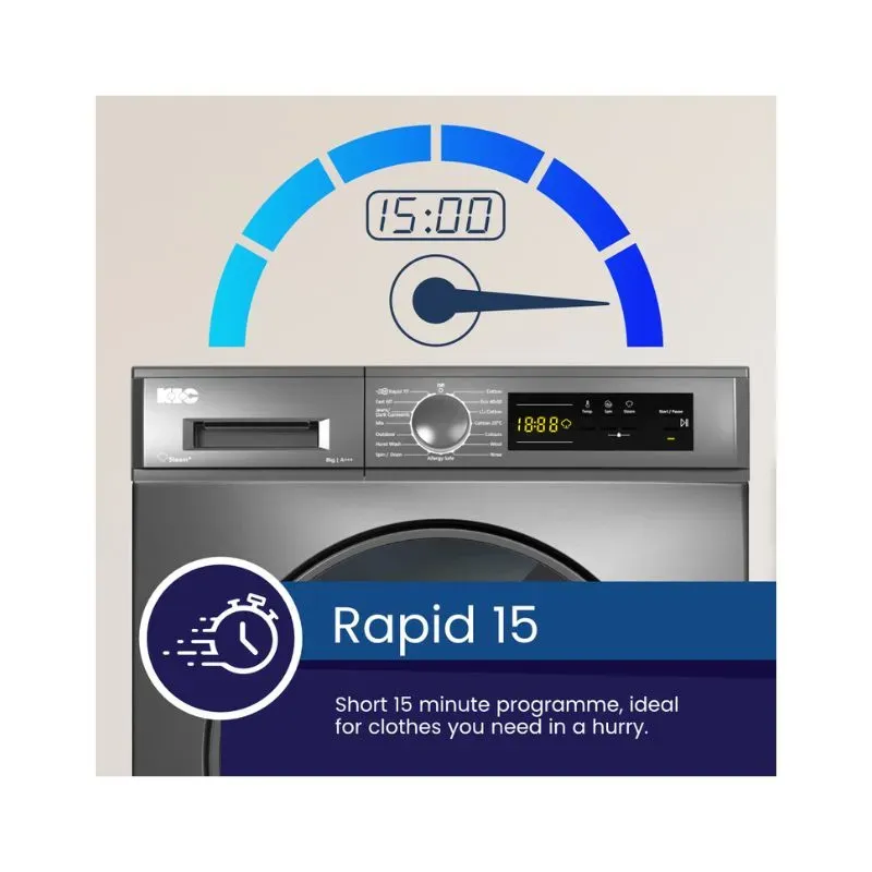 KIC 8kg Front Loader Washing Machine KFL812GR | Tafelberg Furnishers