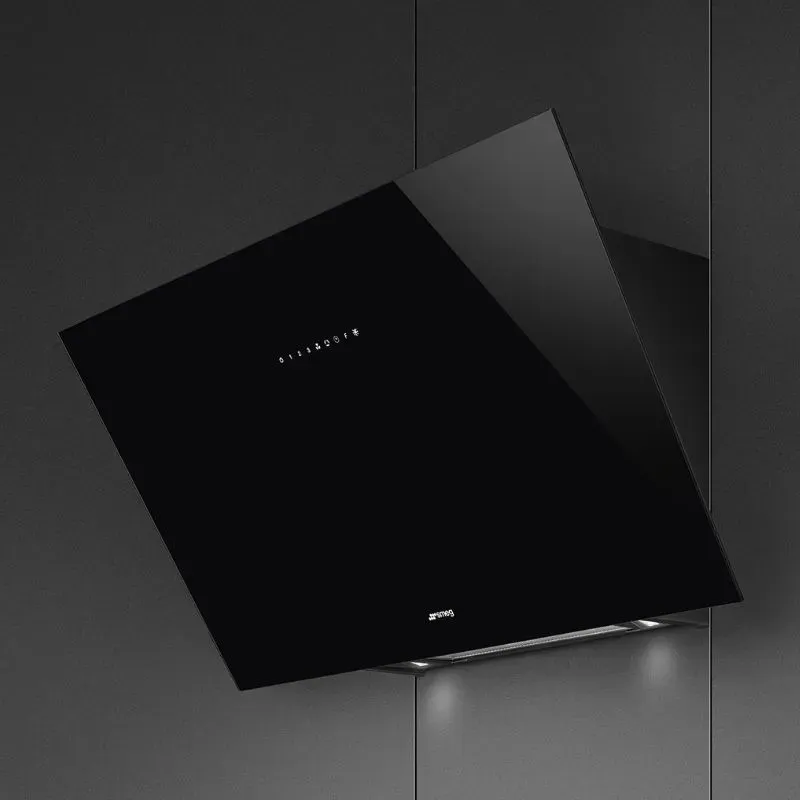 Smeg 90cm Black Glass Slanted Extractor KV394N | Tafelberg Furnishers